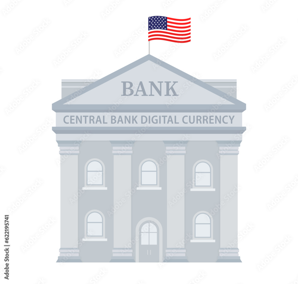 Bank Building icon in flat style isolated on white background. Banking ...