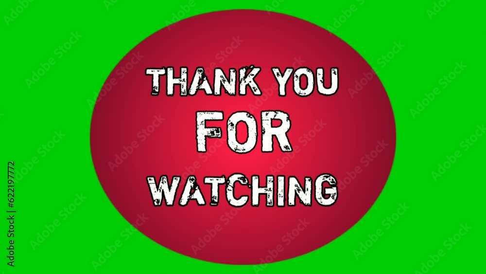 End screen video animation Text Thank you for watching on green screen ...