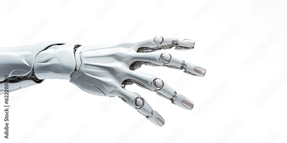 Foto de Cyborg hand finger pointing, technology of artificial ...