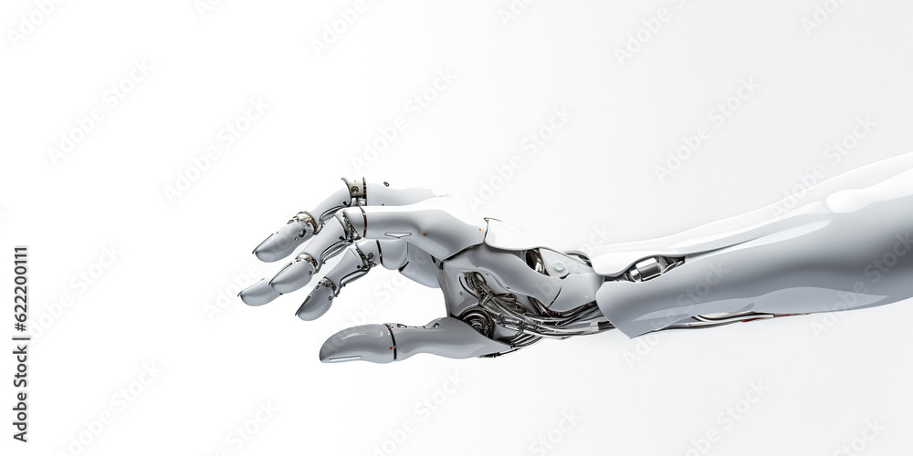 Cyborg hand finger pointing, technology of artificial intelligence ...