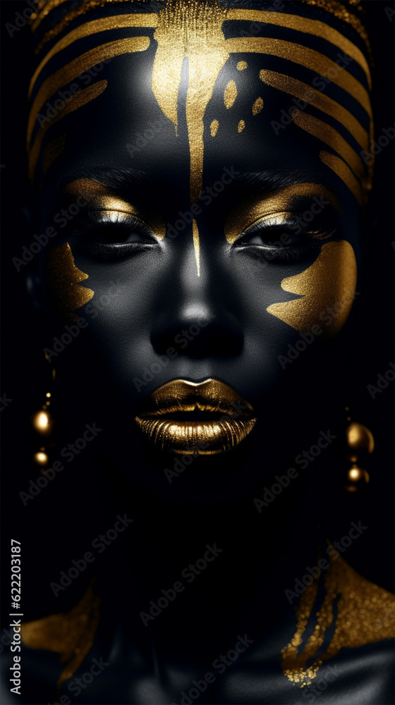 the art of beautifying the body. african american beauty with graphic ...