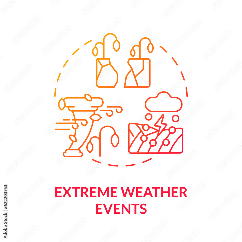 Vetor de Gradient extreme weather events icon representing heatflation ...