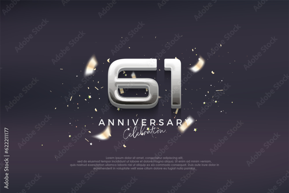 Modern and elegant 61st anniversary celebration design. with modern ...
