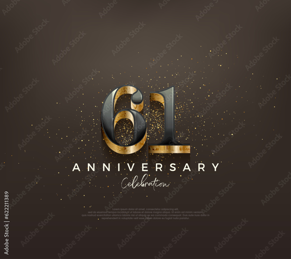 Luxury 61st anniversary design with classic numbers on a black ...