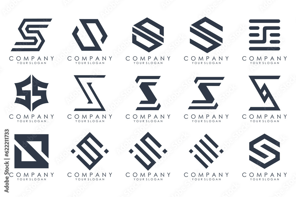 Abstract collection with letters S logo design. creative design ...