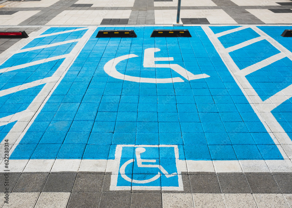 Poster Wheelchair Signage paint on Parking lot Public building facility ...