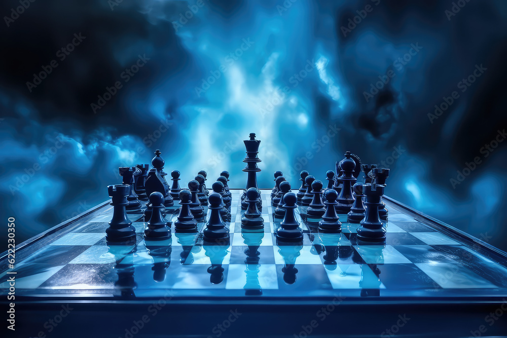 Wallpaper chess pieces on a board. Creative banner for chess school ...