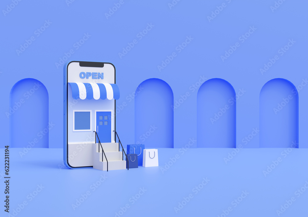 3DCG｜ECモール・オンラインショップ・オンラインストア Stock Illustration | Adobe Stock