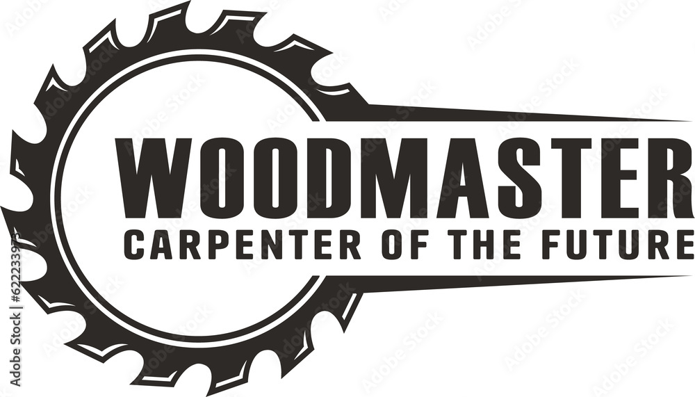 Wood saw for slice of tree or timber for logo and design of workshop or ...