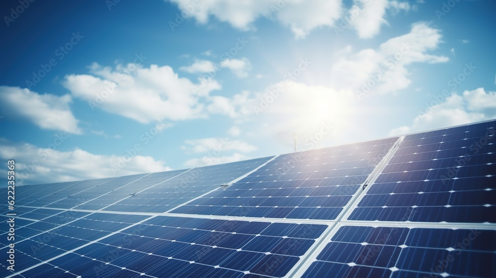 Clean and green energy with solar panels for future eco electricity ...