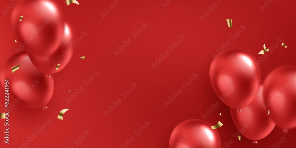 Celebrate Background With Beautiful Red Balloons Vector Illustration ...