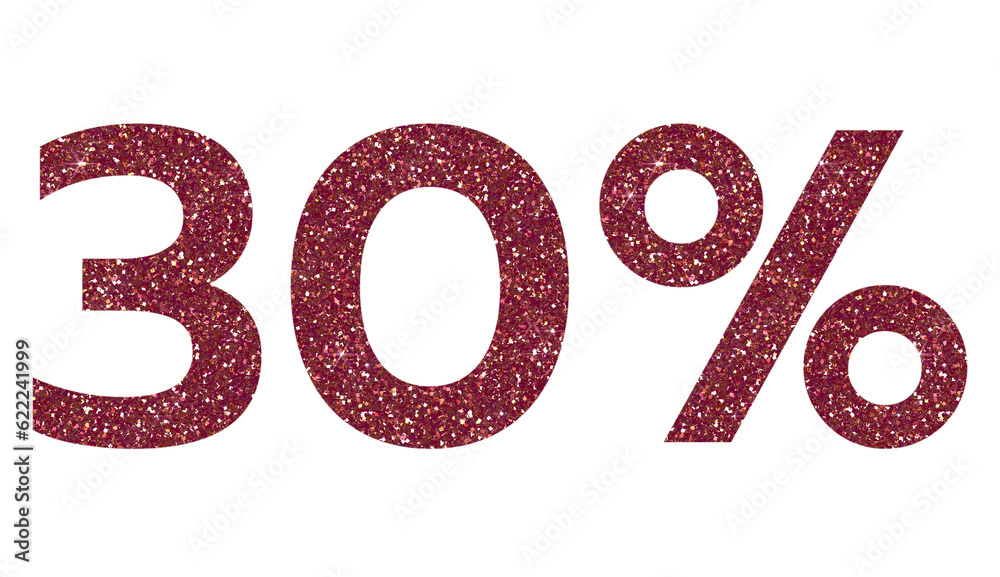Dark red glitter 30% on transparent background. 30 percent. Sales ...