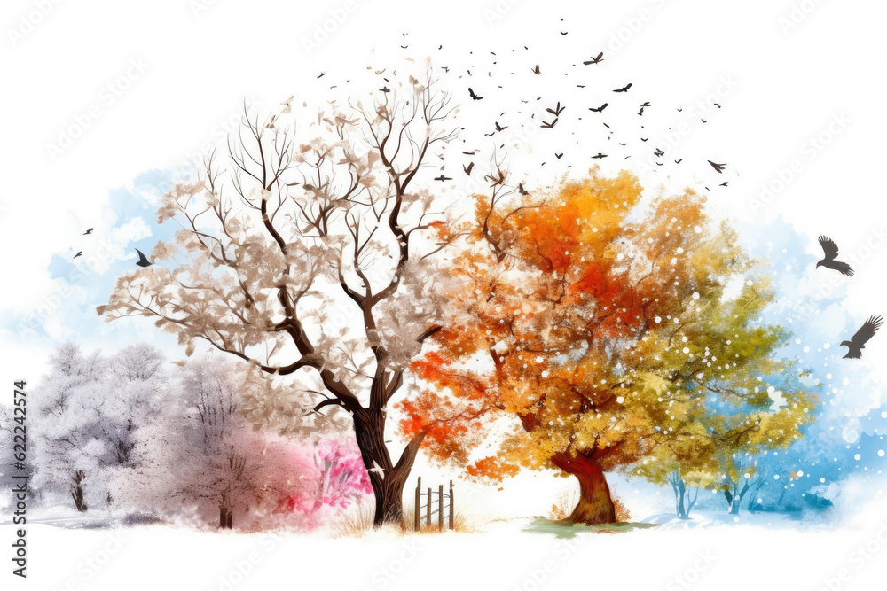 Highly Detailed Clipart Depicting Winter to Spring Evolution ...
