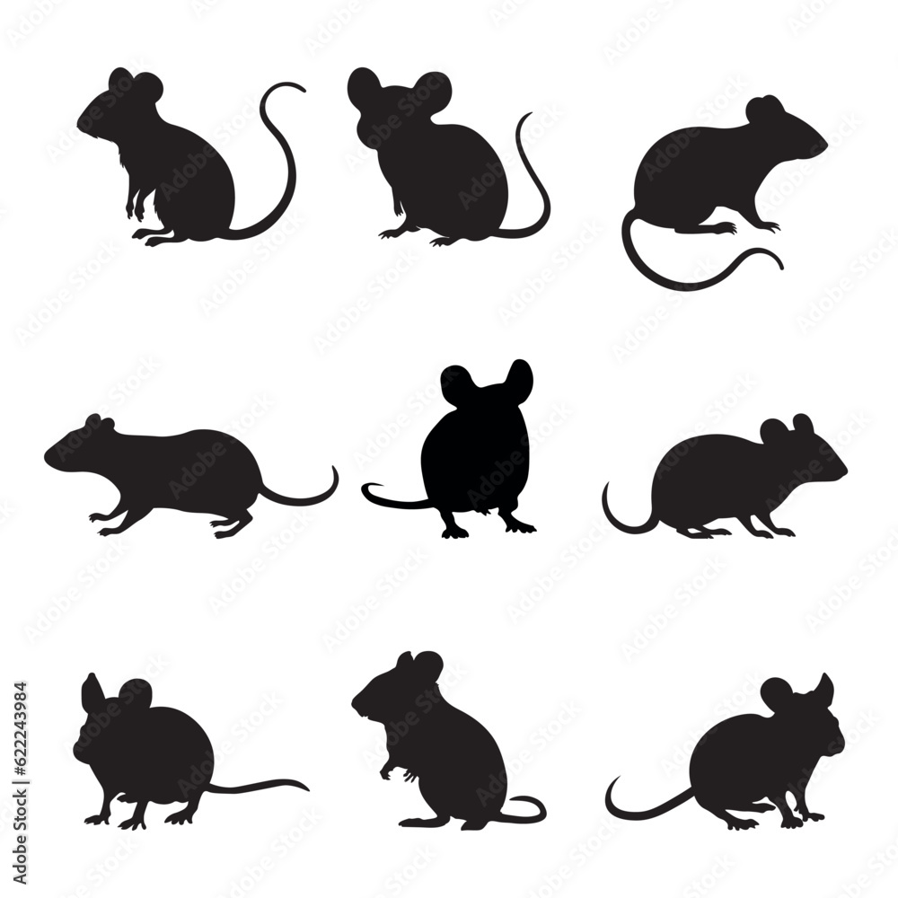 Silhouette mouse collection - vector illustration Stock Vector | Adobe ...