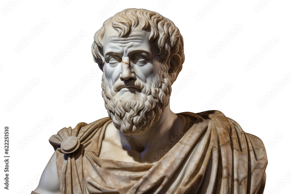 Illustration of the sculpture of Aristotle. The Greek philosopher ...