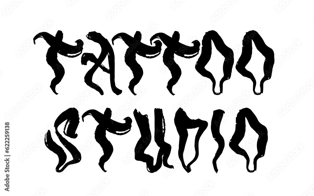 Tattoo Studio Lettering. Hand drawn letters. Hand drawn greeting card ...