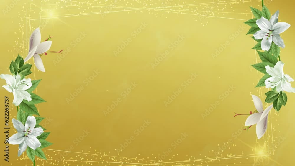 Beautiful Floral frame animation on golden screen. Floral frame ...