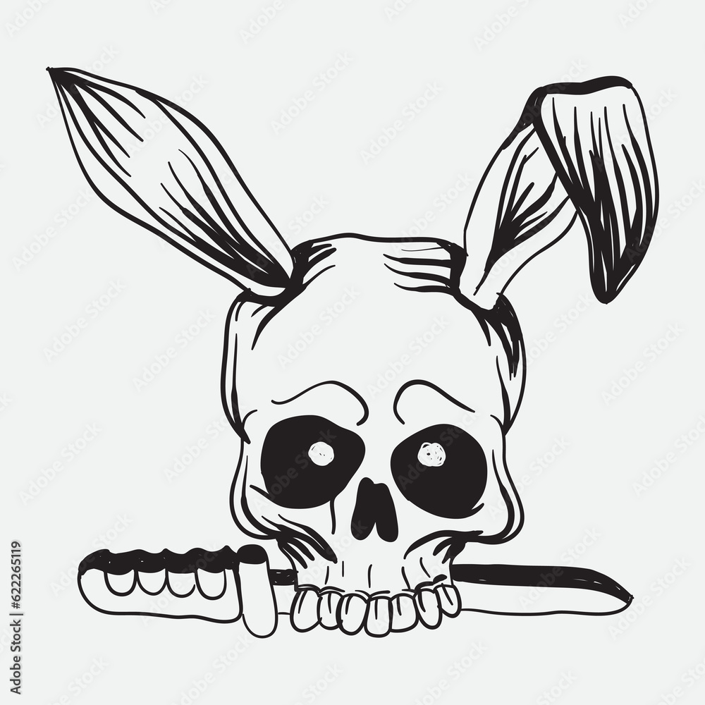 human skull art vector illustration, line art of skull of human, Skull ...