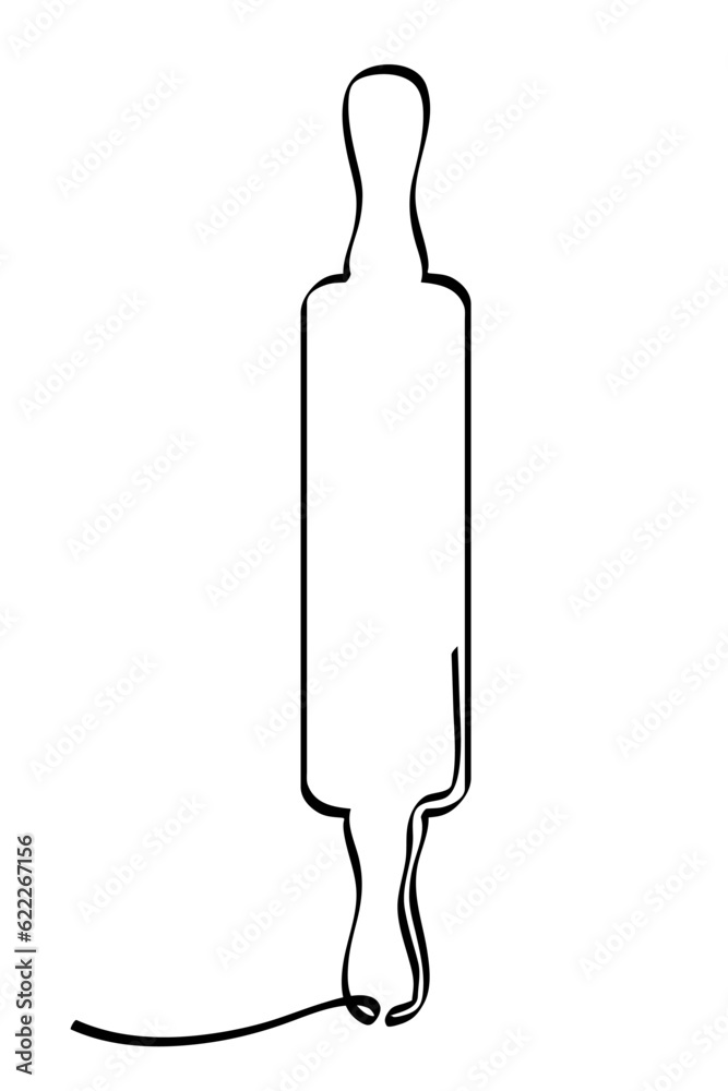 simple vector continuous rolling pin, line art isolated on white Stock ...