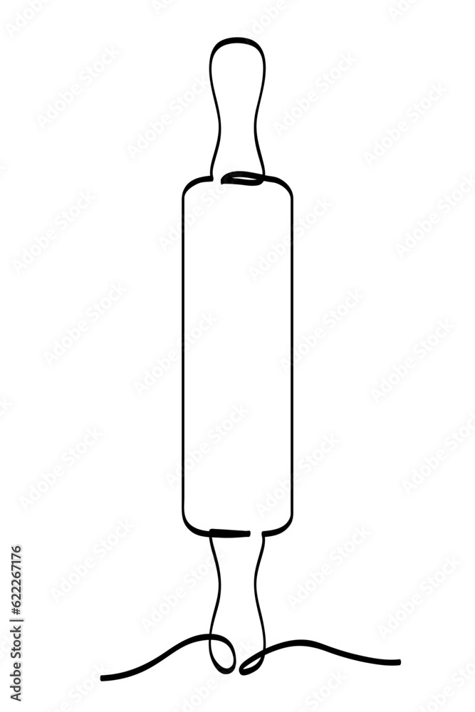 simple vector continuous rolling pin, line art isolated on white Stock ...