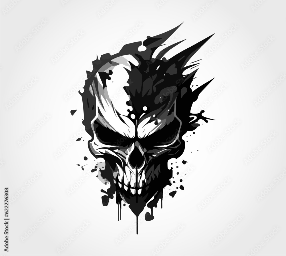 Flaming Skull. Demon. Burning head of skeleton. Fire show concept for ...