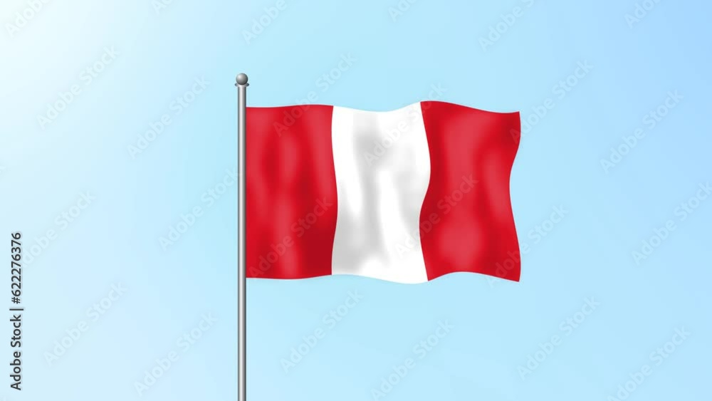 Peru flag waving on beautiful clean blue sky footage background. 4k ...