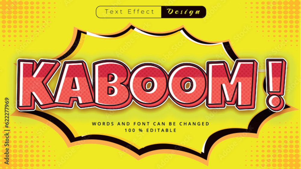 Retro comic pop art bold 3D with kaboom text and speech bubble. Vintage ...