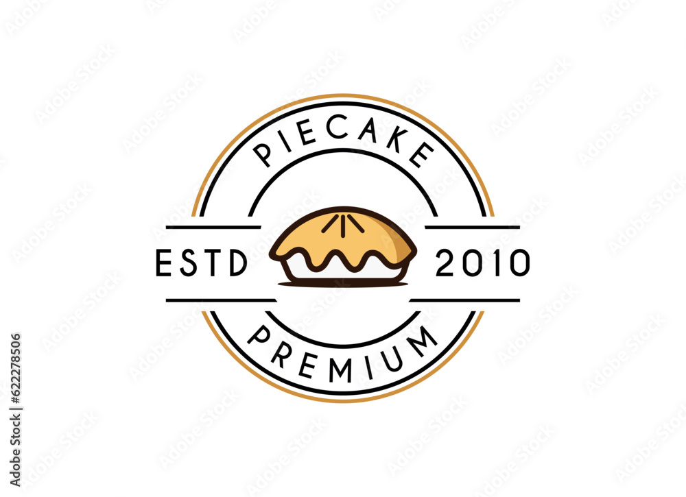 Pie cake logo for bakery, bread, ang cake shop design vector. Stock ...