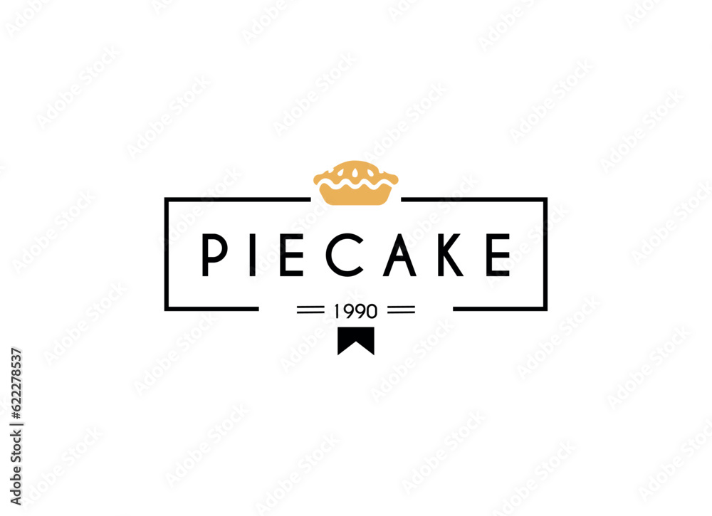 Pie cake logo for bakery, bread, ang cake shop design vector. Stock ...