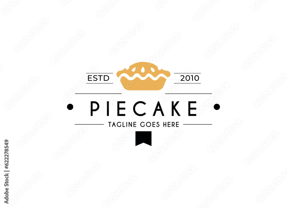 Pie cake logo for bakery, bread, ang cake shop design vector. Stock ...