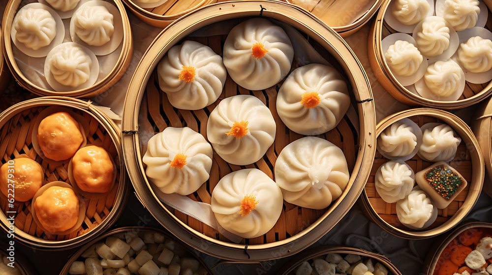 stuffed steamed bun and dim sum Stock Photo | Adobe Stock
