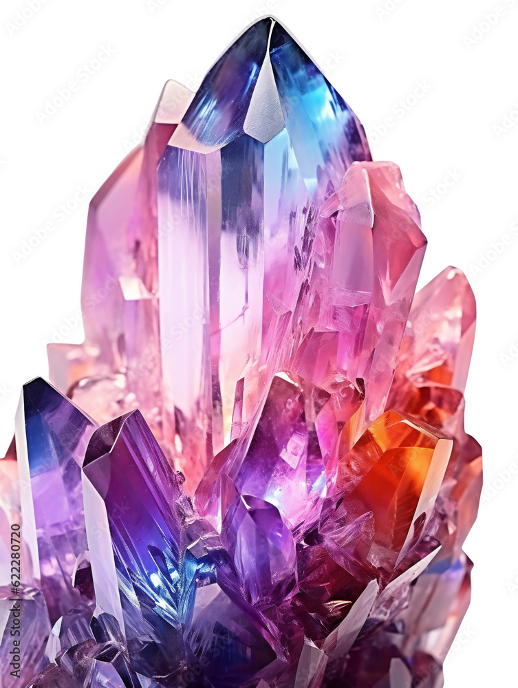 Big piece of colorful crystals. Beautiful shining crystal stone ...
