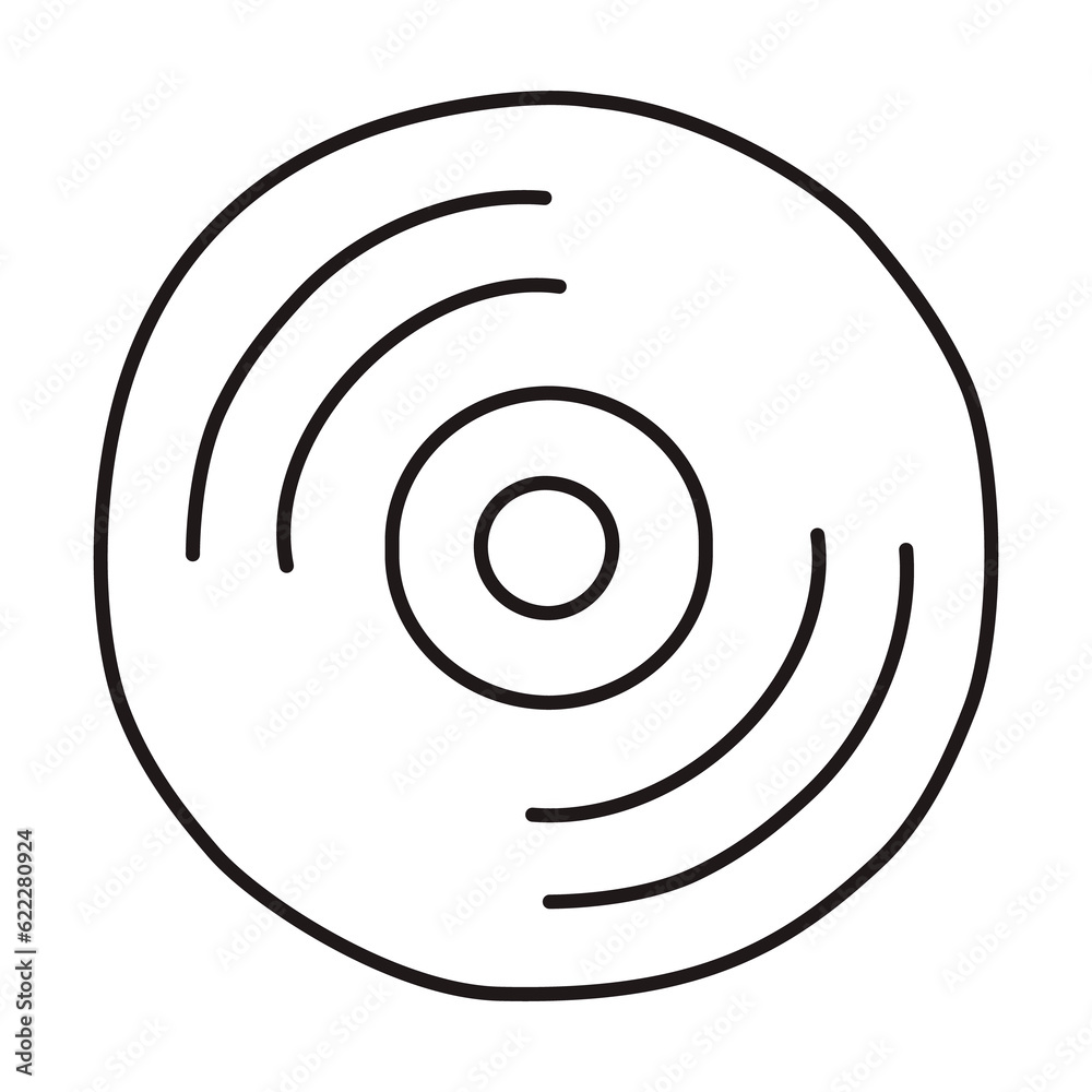Doodle computer CD disc hand drawn with thin black line. Png clipart ...