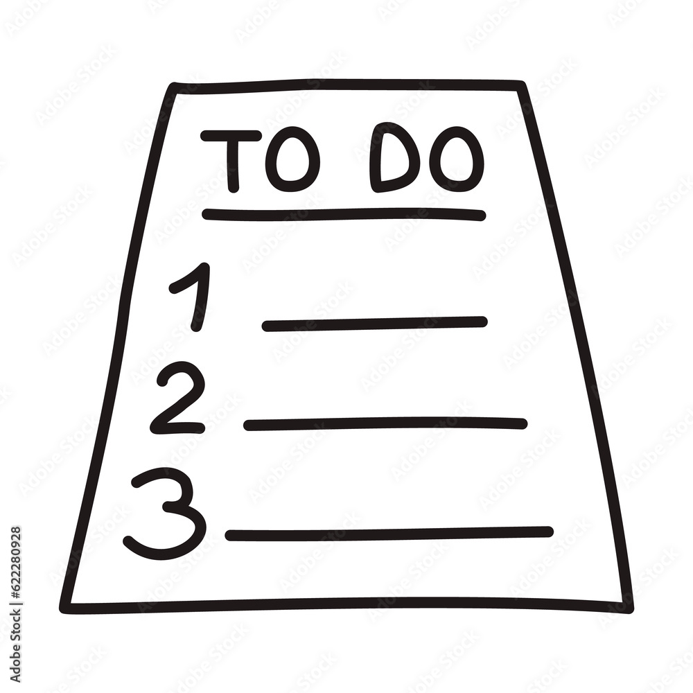 Doodle to-do list icon or logo, hand drawn with thin black line. Png ...