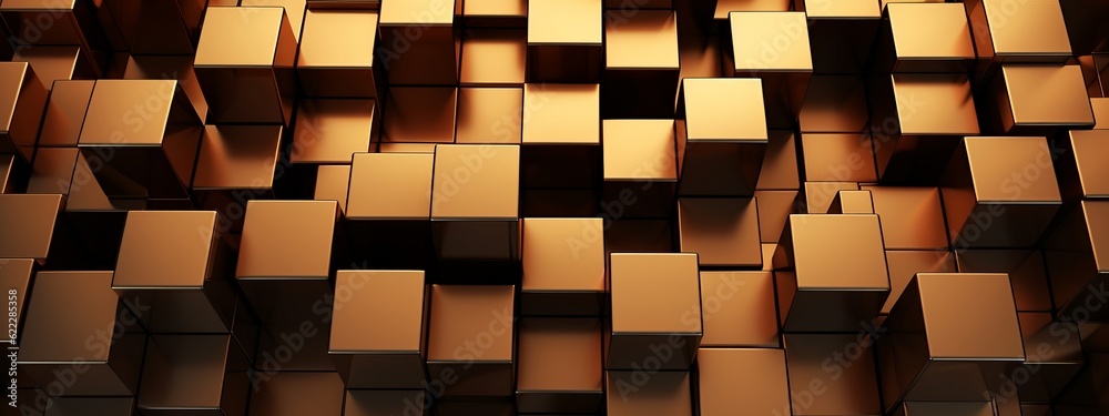 Abstract geometric metallic gold 3d texture wall with squares and ...