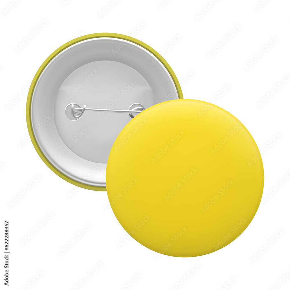 Yellow blue round pin. Empty badge template, front and back. Png ...