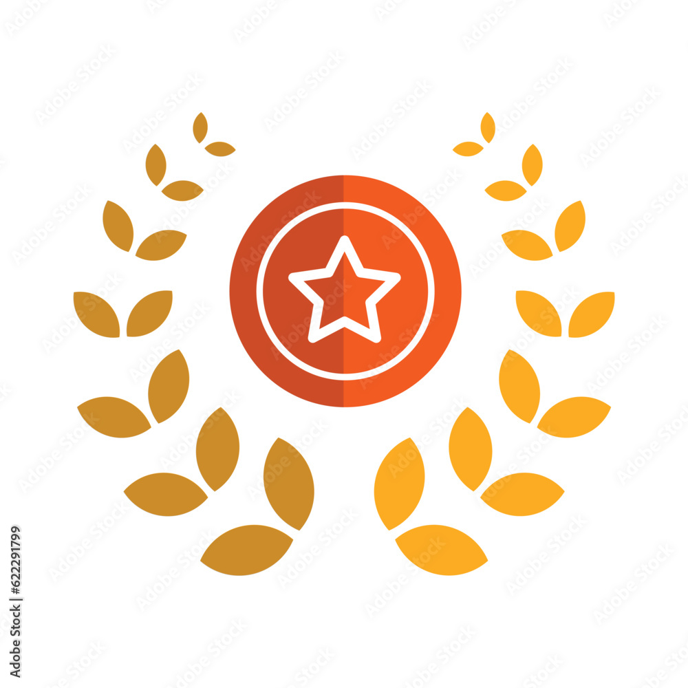 Laurel wreath with star symbol colour vector. Reward and achievement ...
