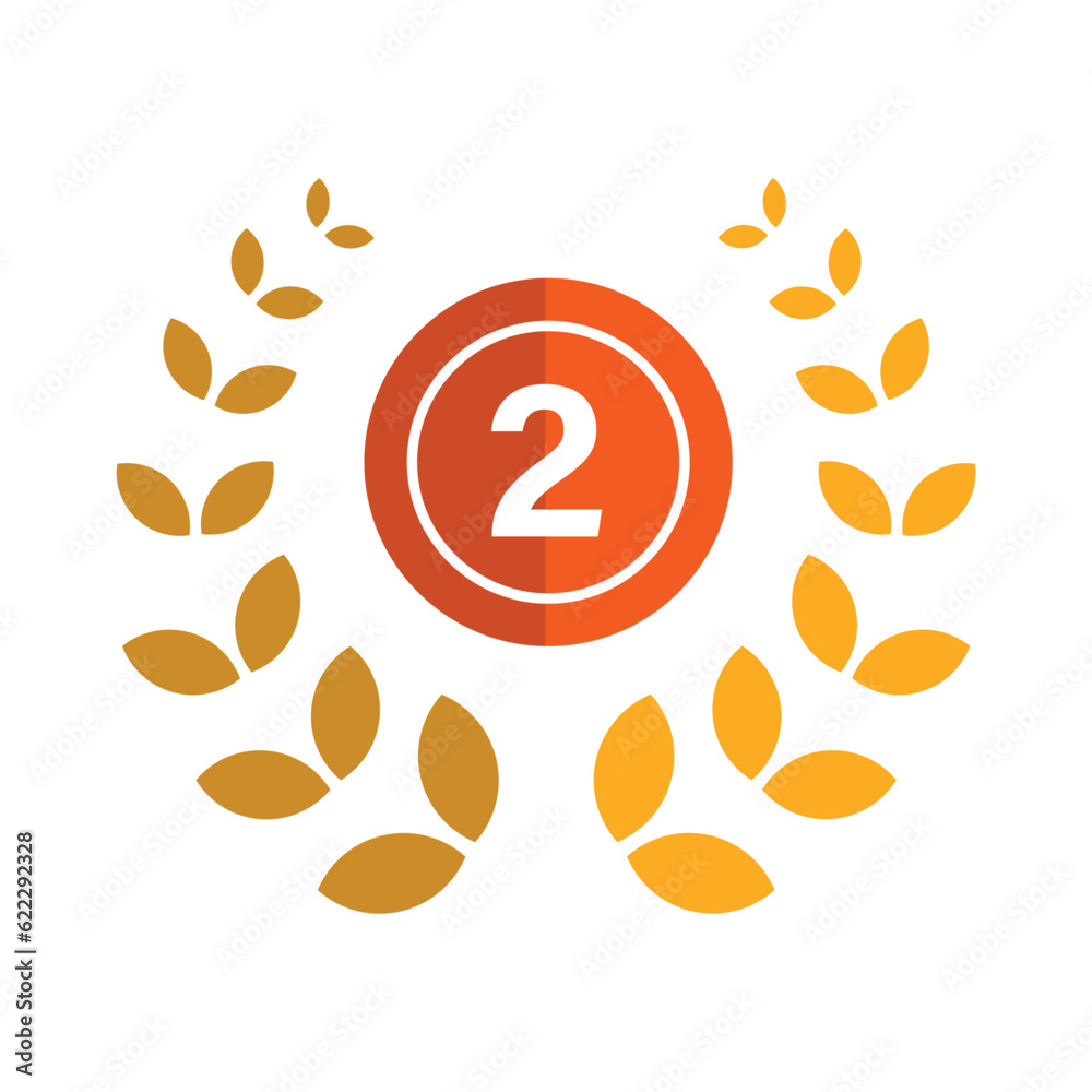 Second rank laurel wreath colour icon vector. Reward and achievement ...