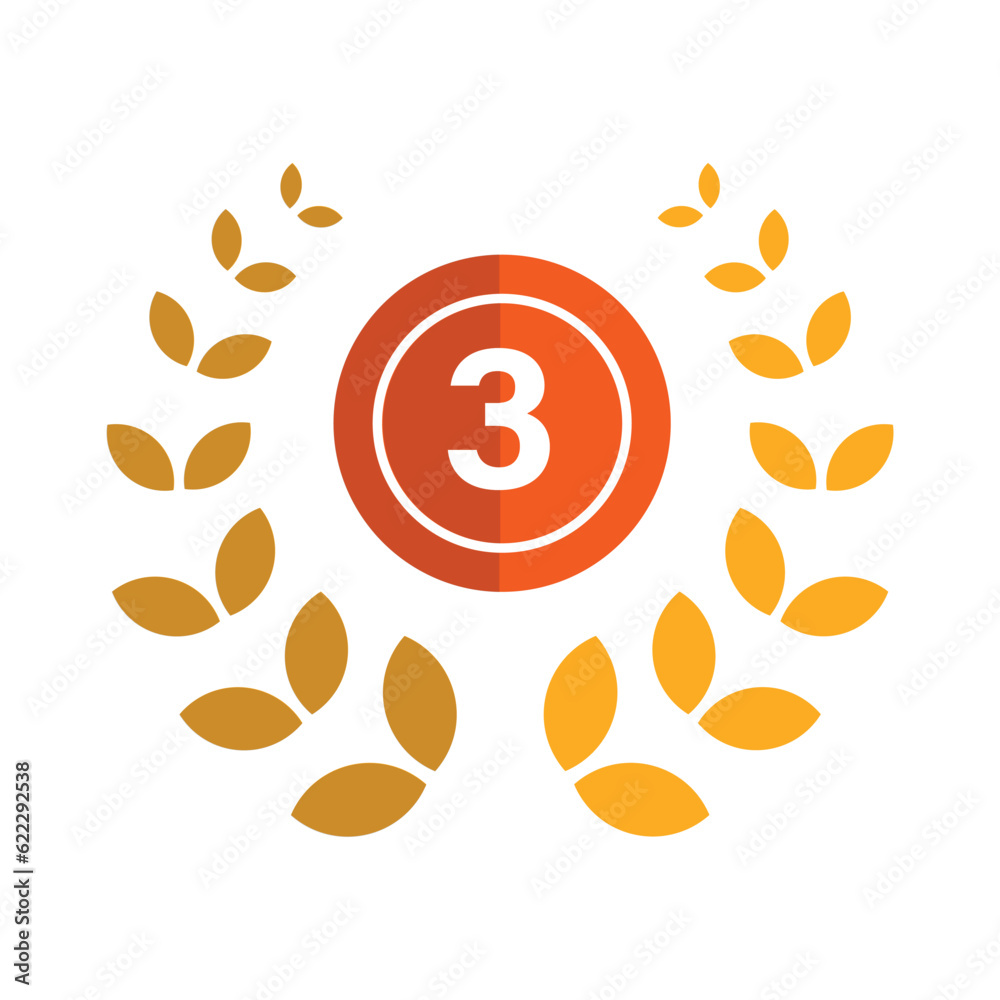 Third rank laurel wreath colour icon vector. Reward and achievement ...