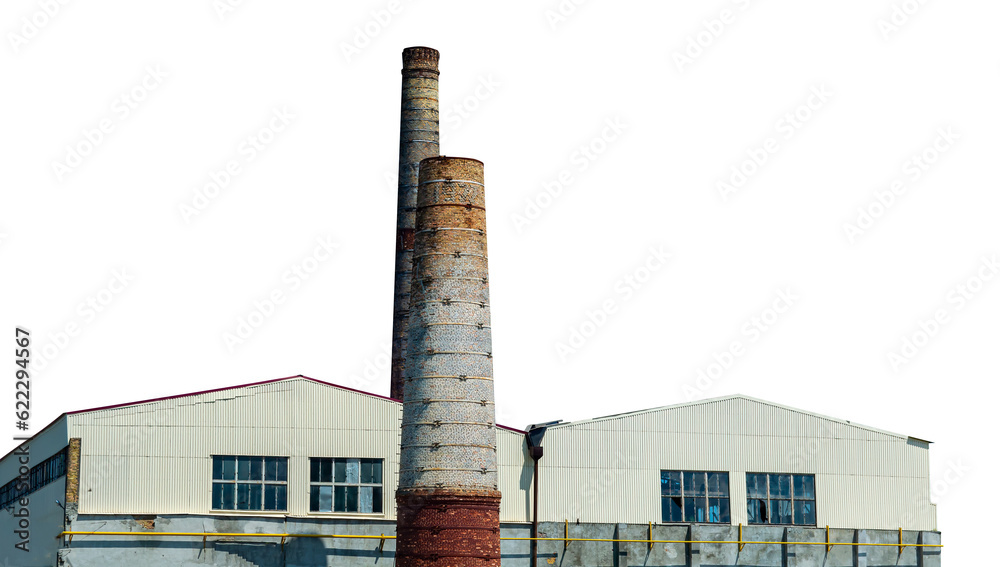 Industrial building with chimneys isolated in PNG. Chimneys of the ...