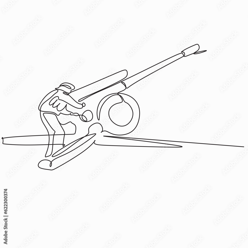 Vector howitzer with soldier continuous single line drawing, minimalism ...