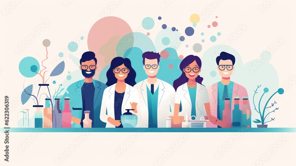 minimalistic illustration of diverse group of people in flat style for ...