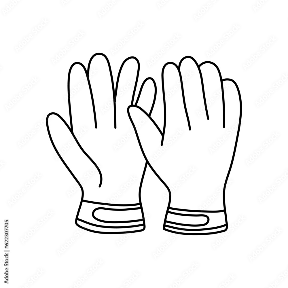vector drawing in doodle style. working protective glove. construction ...