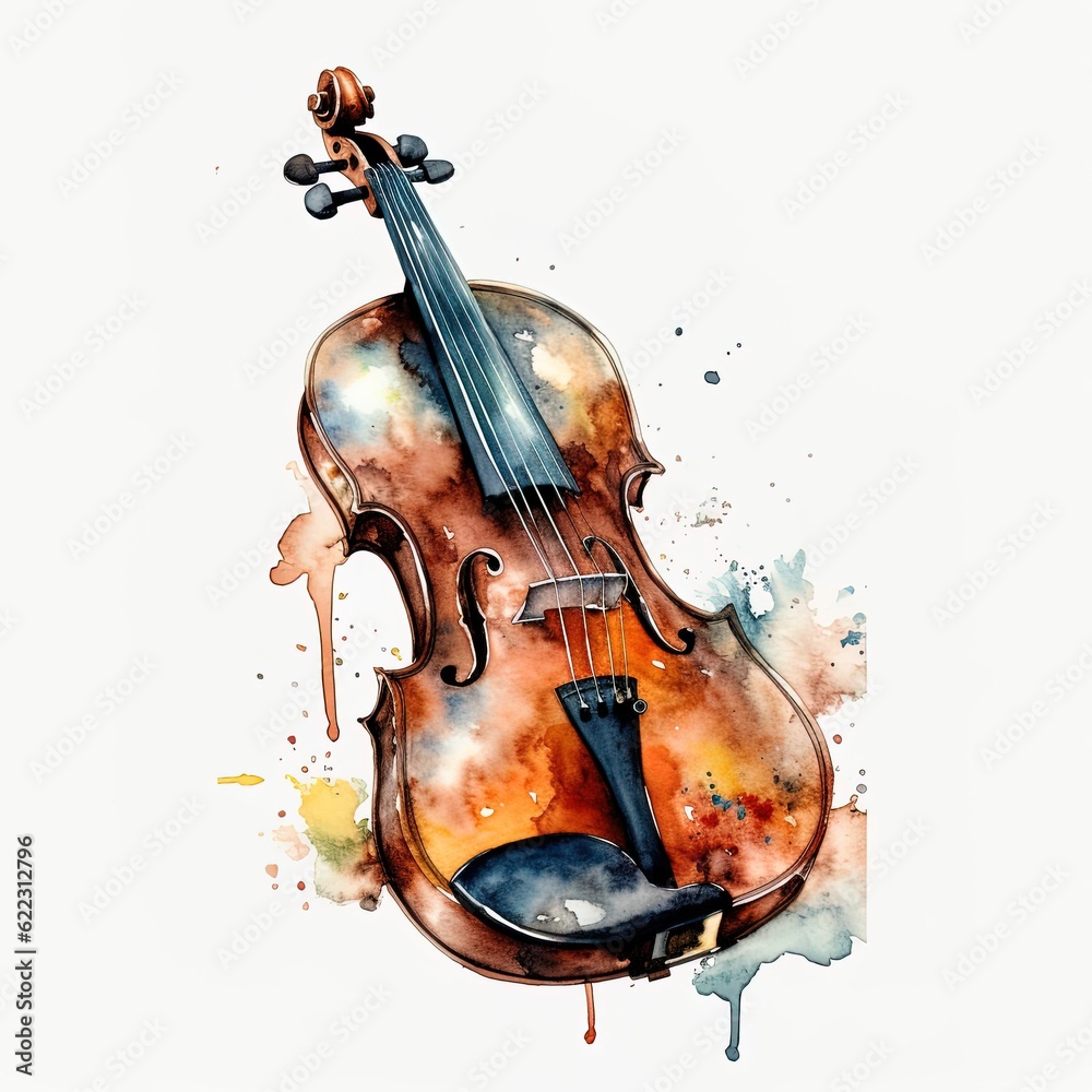 violin clipart, violin watercolor, musical instrument clipart ...