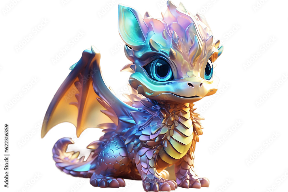 Rainbow Colored Baby Dragon Colorful Dragon on Transparent Background ...