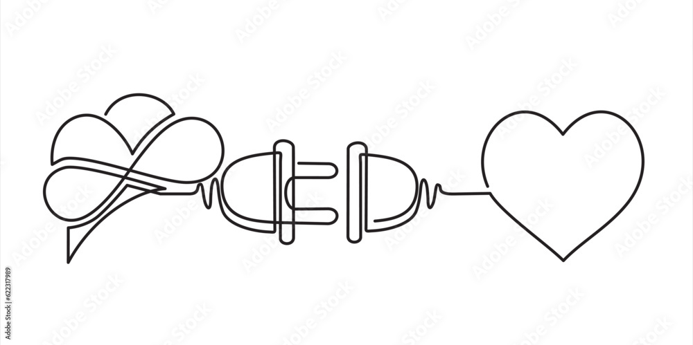 Poster Continuous one line drawing of Brain and the heart connected ...