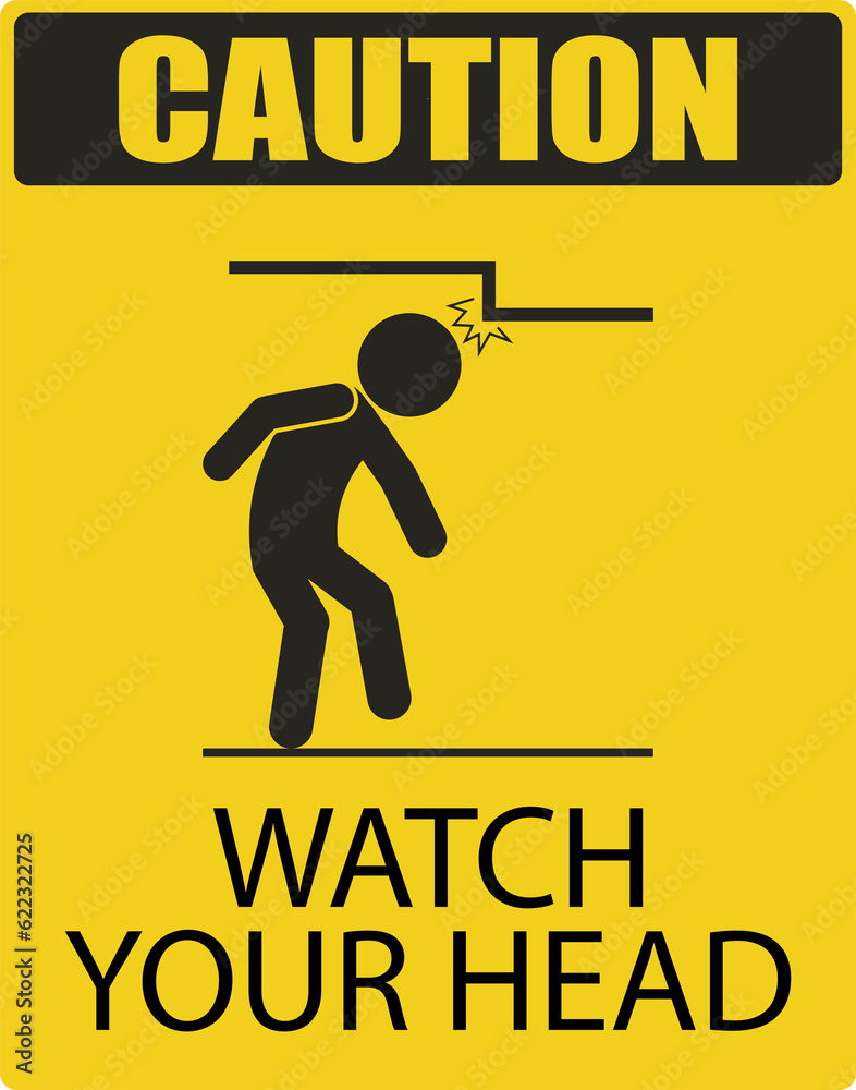 Isolated illustration of man walking with head hit low ceiling for ...