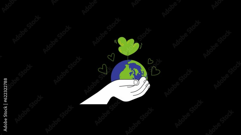 World Environment Day globe in human hand icon background animated ...