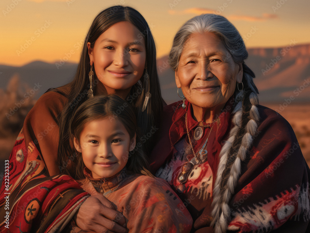 3 Generations of Native American Indian women Stock Illustration ...