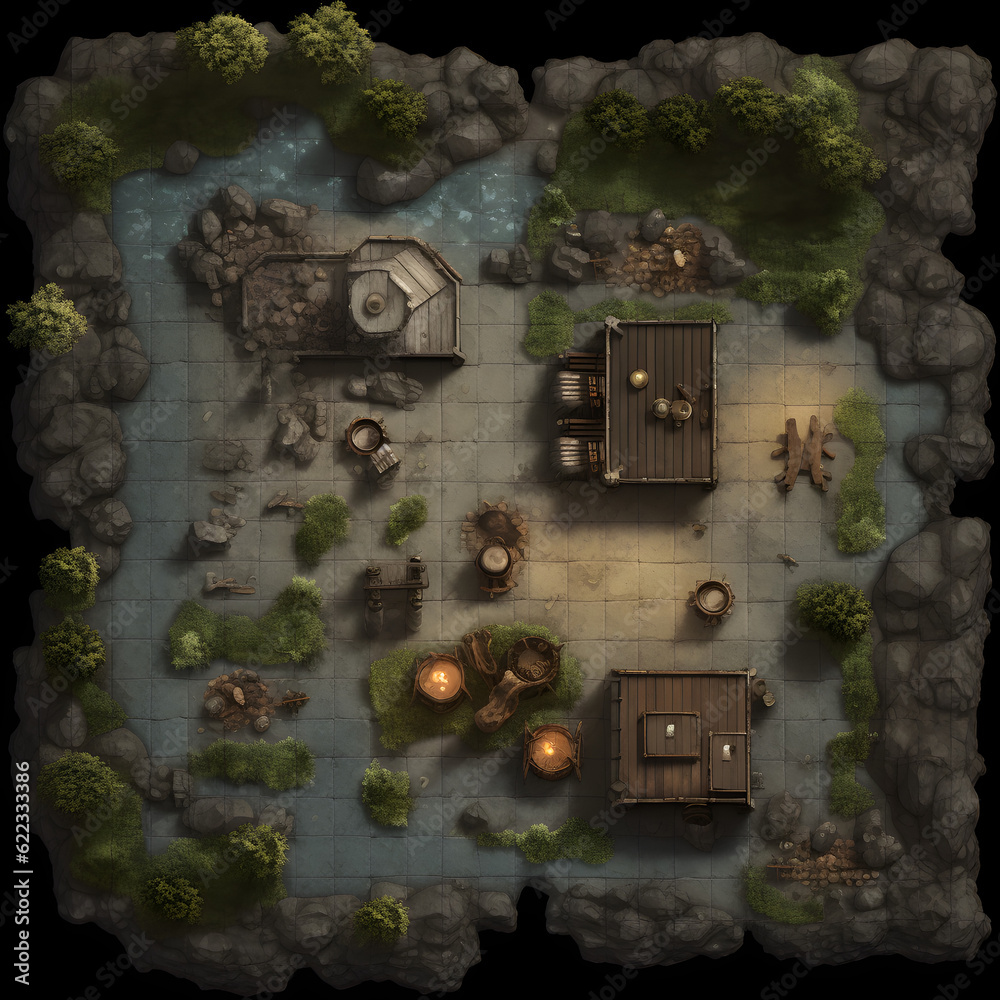 Dark Fantasy RPG Dungeon Map - A Tile Map for Your Adventure Stock ...